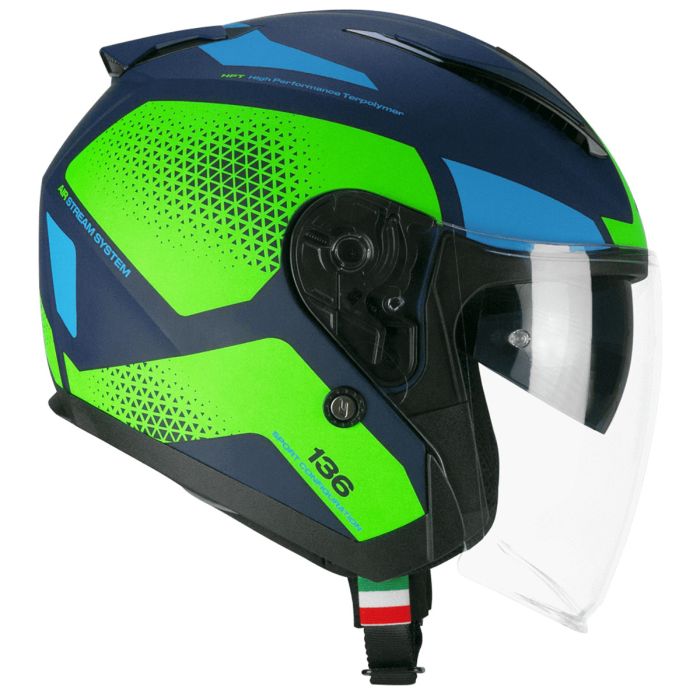 CGM 136G-ALV-22 jet helmet 136g dna galaxy blue matte fluorescent green ...